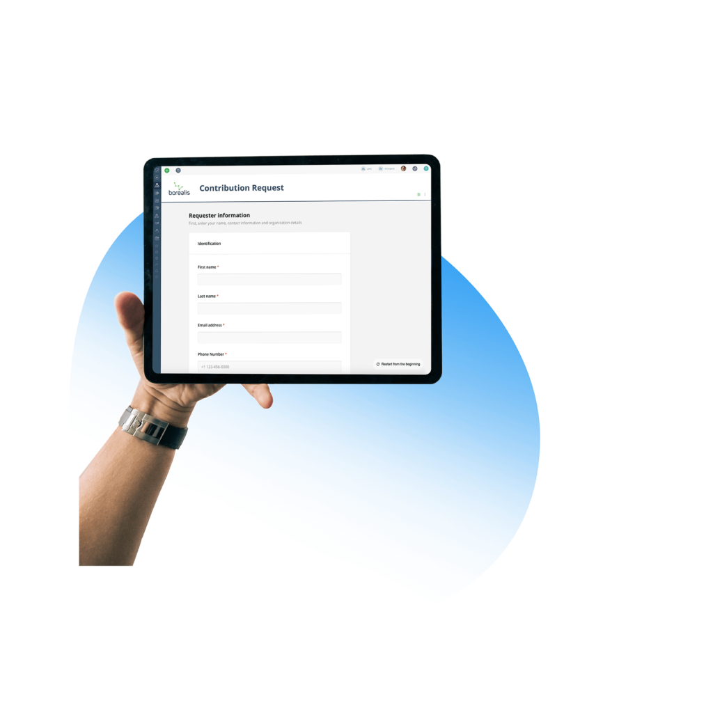 Online Contribution Request Interface | Features | Borealis Stakeholder ...